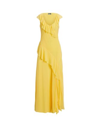 Ralph Lauren RUFFLE-TRIM GEORGETTE MAXIDRESS