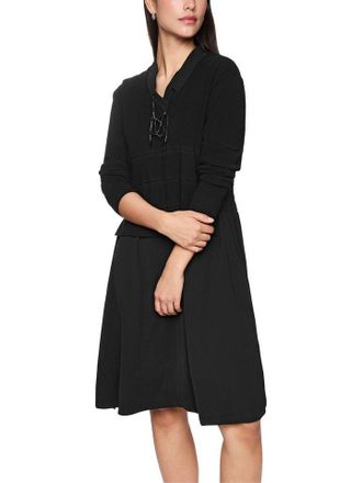 Marc Cain Midikleid Check it Up Premium Damenmode sportiv, mit Kordelzug, V-Ausschnitt, Rock mit Seitenschlitzen