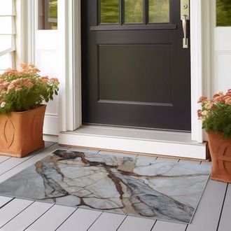 Generic Blanc Lavable en Machine Tapis Salon Abstrait Motif marbr&eacute; Texture, 120 x 180 cm Doux Tapis de Sol Pelucheux Dessous Antid&eacute;rapant, Entree Interieur Ch