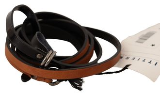 Costume National Womens Brown Leather Silver Tone Buckle Belt