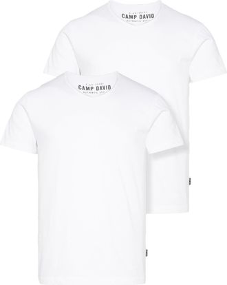 Camp David Herren Basic T-Shirt V-Neck 2er-Pack Opticwhite XXXL