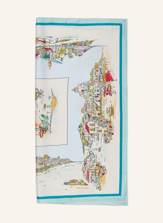 Longchamp Seidentuch Beach Scene blau