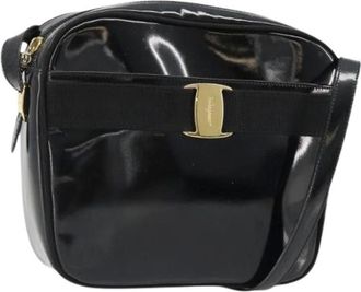 Ferragamo Sac bandouli&egrave;re en cuir verni Pre-owned - Femme - Pre-owned - Noir - Taille: ONE Size