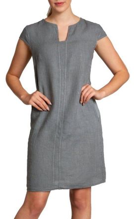 CASPAR Fashion Sommerkleid Caspar SKL036 Damen Sommer Leinenkleid mit ausgefallenem Ausschnitt Luftig leicht, figurumspielende Form, mit seitlichem Jersey-Einsatz