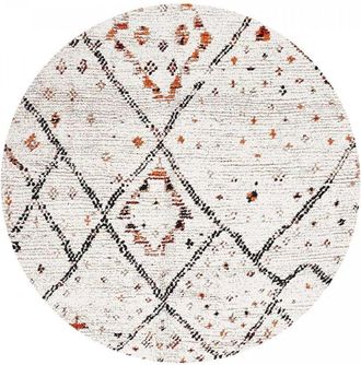 Un amour de tapis Unamourdetapis - Tapis berb&egrave;re motifs tribaux &Oslash;120cm cr&egrave;me rond moryla