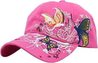 Generic Casquette de baseball avec broderie papillon pour femme, rose, Taille unique