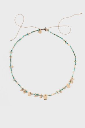 Gerard Darel Collier &agrave; perle turquoise - SHIVA - Or