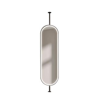 Generic Ovaler Deckenspiegel, drehbarer dekorativer Spiegel, dreifarbige LED-Temperatur einstellbar, geeignet for Badezimmer-Schminktische(Black,60x120cm)