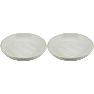 axentia Seifenschale Leander, dekorative Badausstattung, ovale Seifenablage, Seifenhalter ohne Wandmontage, Badaccessoires aus Keramik,ca. 10,5 x 10,5 x 2 cm,