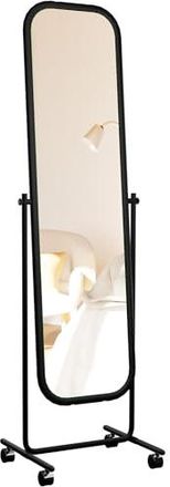 Clp Miroir sur Pied Medusa avec roulettes I Miroir Corps Entier avec Cadre m&eacute;tallique I Inclinable et pivotant &agrave; 360 degr&eacute;s, Couleur:Noir