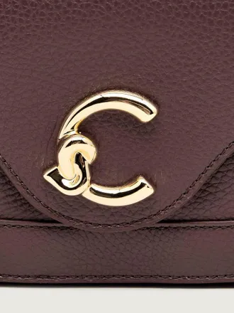 Coccinelle Womens Shoulder Bag Berry Grained Leather - Shoulder-Bags