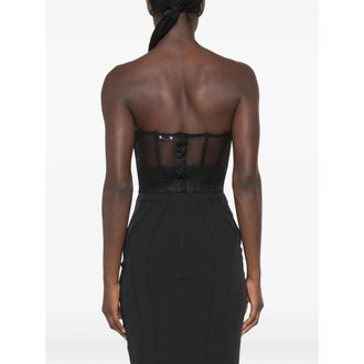 Elisabetta Franchi Mesh Corset Corset Top - Black