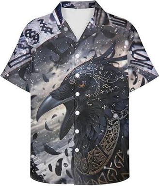 Keephen Viking Tatouage Chemise Hawaiienne Femmes Hommes Nouveaut&eacute; Viking Impression 3D Chemise Boutonn&eacute;e Col &agrave; Revers Chemises Chemisier Haut