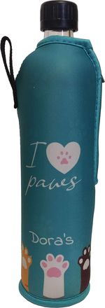 Biodora Dora&acute;s Glasflasche mit Neoprenbezug (Pfote, 500ml)