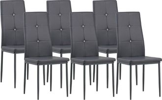 Albatros-Moebel Esszimmerst&uuml;hle diamond 6er Set, Grau - Edler Diamant-Look, Polsterstuhl mit Kunstleder-Bezug, Modernes Stilvolles Design am Esstisch K&uuml;chenstuhl