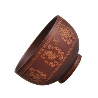 Lurrose Gro&szlig;e Holzschnitzschale mit Acht Sch&auml;tzen Tibetisches Geschirr f&uuml;r Traditionelle Speisen Dekorative Holzschale als Aufbewahrungsbeh&auml;lter