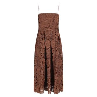 Rotate Lace Flared Midi Dress - - Dresses - Damen - Braun - S