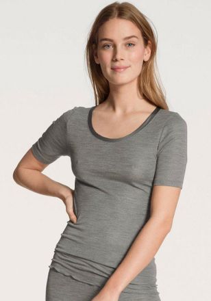 CALIDA Kurzarmshirt True Confidence Satinbandeinfassung, Rundhalsausschnitt, Kurzarm