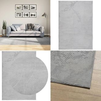 vidaXL Teppich IZA Kurzflor Skandinavischer Look Grau 160x230 cm - Kurzflorteppich - Grauer Teppich - Skandinavischer Stil - Wohnteppich - Flurteppich