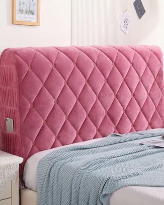 Generic Samtiger Dicker Bettkopfteil Bezug &Uuml;berzug f&uuml;r Doppelbetten, Queensize Betten und Kingsize Betten Kopfteil Bezug die Schlafzimmerdekoration Rose Gesam