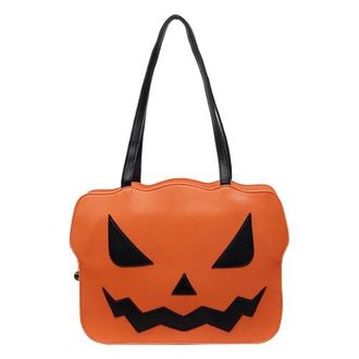 Generic Sac &agrave; bandouli&egrave;re en cuir PU pour femme Halloween cr&eacute;atif Grande capacit&eacute; pour femmes et filles, Noir + orange., Mittelgro&szlig;e