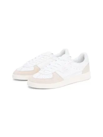 Tommy Jeans Plateausneaker TOMMY JEANS THE GREENWICH EDGE LEATHER, Damen, Gr. 36, beige (wei&szlig;, beige), Leder, unifarben mit Farbeinsatz, Schuhe Plateausneaker, Fr