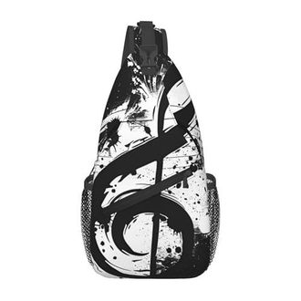 Generic Sacoche Tactique Note de musique aquarelle style vintage R&eacute;glable Sac Bandouli&egrave;re Casual Crossbody Bag pour &eacute;cole Camping Voyage