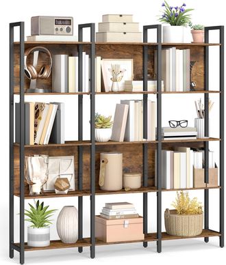 Vasagle Bücherregal, Küchenregal, Standregal mit 5 offenen Regalebenen, Flur, Küche, Büro, stabiles Stahlgestell, Industrie-Design, 24 x 128 x 154,1 cm, vinta
