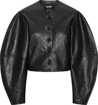 Rotate Button Leather Jacket