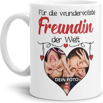 Tassendruck Tasse mit Spruch - Wundervollste Freundin der Welt - personalisiert mit Wunschfoto - Geschenkidee für die beste Freundin - Weiß, 300 ml