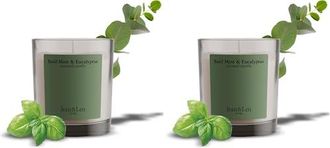 Jean & Len Scented Candle Basil Mint & Eucalyptus, hergestellt mit Sheabutter, Brenndauer ca. 40 Stunden, minimalistisches Design, erfrischender Duft, vegan, 195
