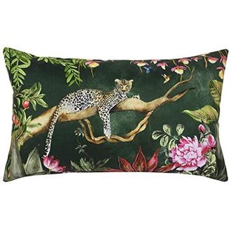 furn. Evans Lichfield Outdoor Kissenh&uuml;lle Leopard - Wasserabweisend, Dschungel Tiermotiv, Rechteckig (Waldgr&uuml;n - 30 x 50 cm)