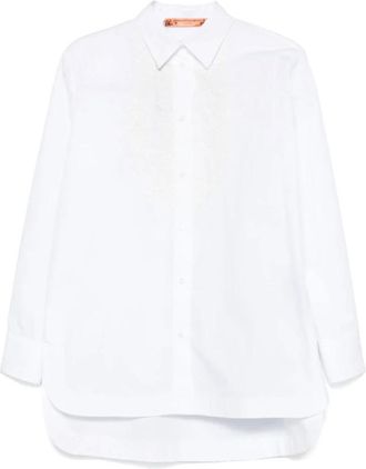 Ermanno Scervino Femme, Blouses et Chemises, Blanc, Taille: 36 FR Chemisier en Coton Blanc Brod&eacute; Floral