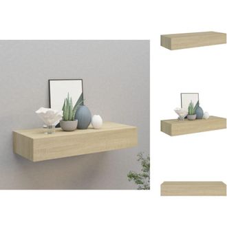 vidaXL Wandregal mit Schublade Eichen-Optik 60x23,5x10 cm mdf - Wand Regal - Regal Mit Schublade - Holz Optik - Eiche Farbton - Wohnzimmer M&ouml;bel
