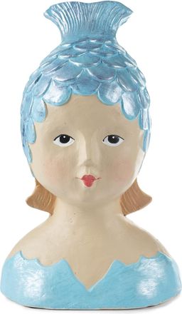 Baden import Aufsteller Deko Kopf Frauenkopf Ladykopf hellblau mit Fischkappe