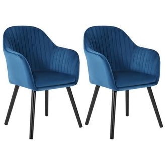 Woltu Lot de 2 Chaises de Salle à Manger, Bleu Assise en Velours Chaise pour Cuisine/Salon/Café,BH259bl-2