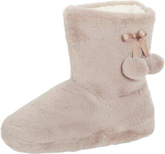 Lora Dora Pantoufles en fausse fourrure pour femme avec doublure en polaire et mousse à mémoire de forme, moka, 35/36 EU