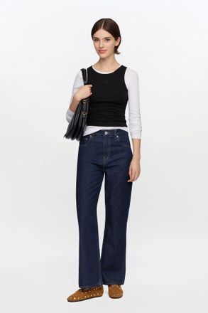 Ganni Jean fonc&eacute; Betzy Bleu marine Coton biologique - Taille 26W/33L - Pour Femme