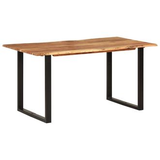 Generic Akazienholz Massiv Esstisch, Industrial Baumkante, Baumstamm, Esszimmertisch, K&uuml;chentisch, Speisetisch, Tisch Esszimmer, K&uuml;che (Schwarz 180x90x76cm) (