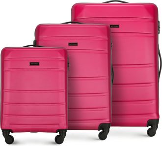 Wittchen Globe Line Reisekoffer 3-teiliges Kofferset Rollkoffer Trolley Handgepäck Hartschale aus ABS 4 Rollen Zahlenschloss Teleskopgriff Rosa Lufthansa/Eurow
