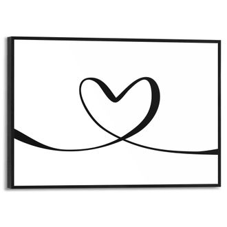 Reinders Gerahmtes Bild, Heart Lines, Schlafzimmer, Poster, Wanddeko, Room Decor, MDF, Schwarz-Wei&szlig;, 20 x 30
