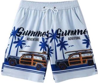 Generic HUIWDP Short de plage pour homme Style vacances Sport Cinq points Coupe ample Surf S&eacute;chage rapide avec doublure int&eacute;rieure, A1, XXL