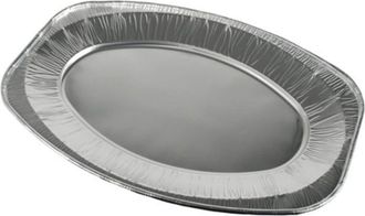 Papstar 10 Servierplatten, Alu oval 44,5 cm x 29,5 cm