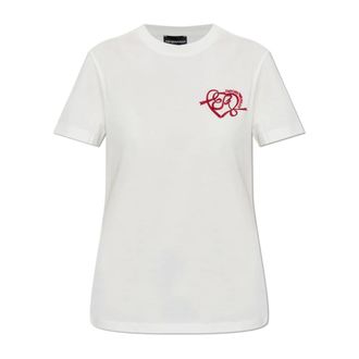 Emporio Armani Femme, Tops, Blanc, Taille: 42 FR T-shirt avec logo brod&eacute;