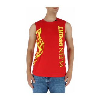 Plein Sport Schwarzes &auml;rmelloses Rundhals-Unterhemd - - Sport - Herren - Rot - M
