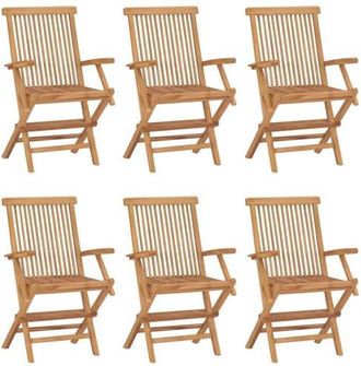 vidaXL Lot de 6 Chaises Pliables de Jardin, Si&egrave;ges de Terrasse, Chaises de Balcon, Meubles de Patio Ext&eacute;rieur, Bois de Teck Solide