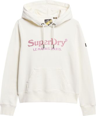 Superdry Damen Venue Hoodie in Metallic-Optik Ecru 36