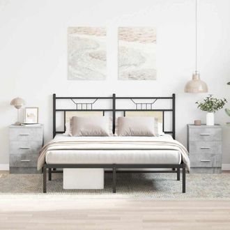 vidaXL Tables de chevet 2 pcs Gris béton 38x35x56 cm Bois dingénierie Vidaxl