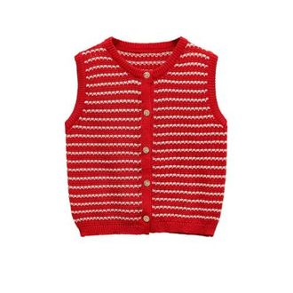 Generic Gilet sans Manche Femme Gilet Femme D&eacute;contract&eacute; Quotidien Ville Cardigan Ouvert Imprim&eacute; - Pull Tricot&eacute; Casual avec Boutons Devant