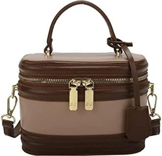 Generic Sac à bandoulière rétro en cuir avec poignée supérieure pour femme, kaki, Medium